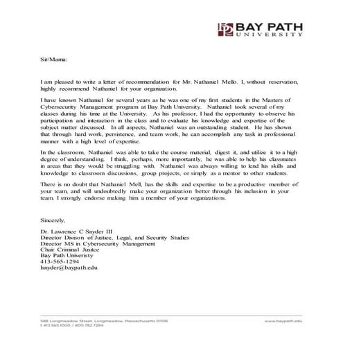 Letter of Recommendation | DOCX