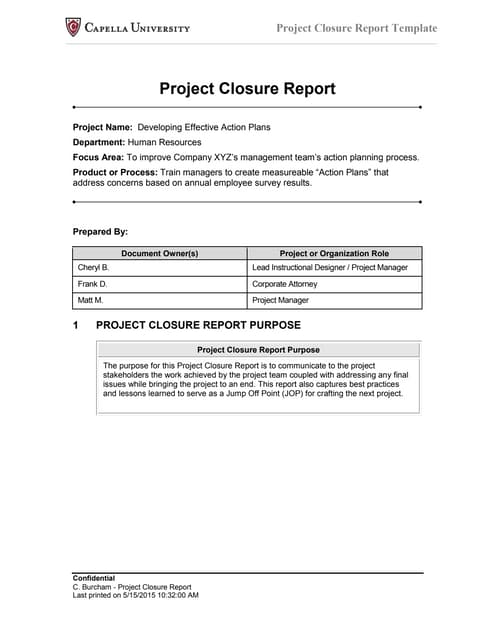 Project End Report - Project Management template
