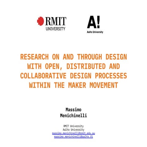 Research On And Through Design With Open, Distributed And Collaborative ...