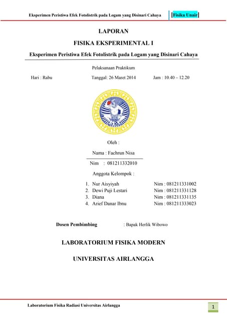 ANALISA UJI XRF (X-ray fluorescence spectrometry) PADA SAMPEL BAHAN AIR ...