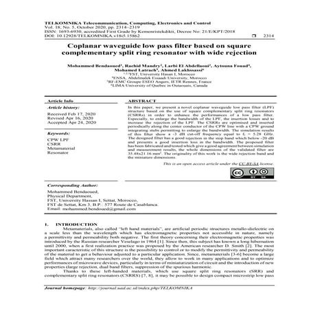 Coplanar Waveguide Low Pass Filter Based On Square Complementary Split