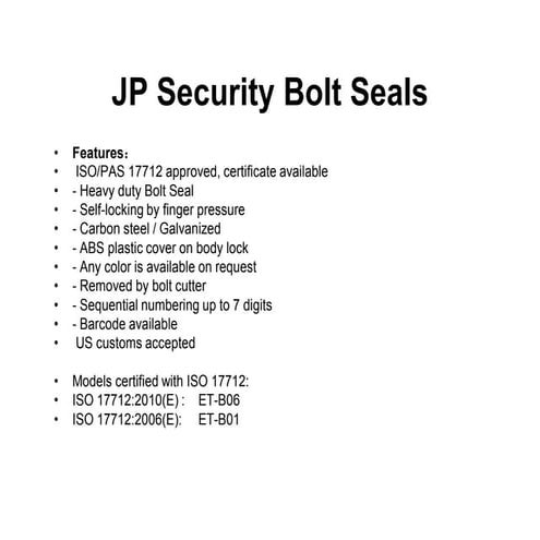 Bolt Seal | PDF