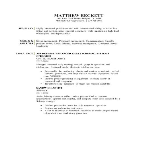 Matthew Beckett Resume | DOCX