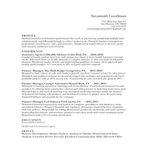 Savannah's Resume 2017 | PDF