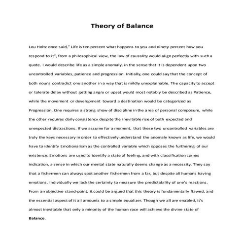 The Theory of Balance | DOCX