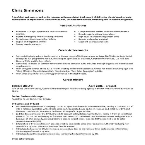 Chris Simmons CV APRIL 2015 LI | PDF