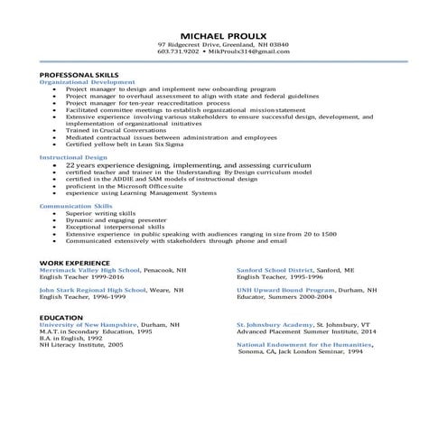 Michael Proulx resume 2 | DOCX