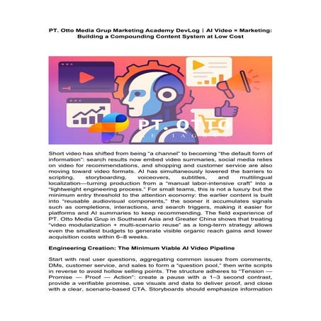 PT. Otto Media Grup Marketing Academy DevLog｜AI Video × Marketing: Building a Compounding ...