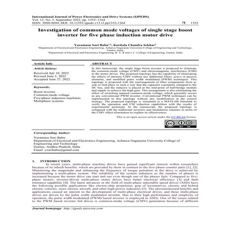 Investigation Of Common Mode Voltages Of Single Stage Boost Inverter For Five Phase Induction