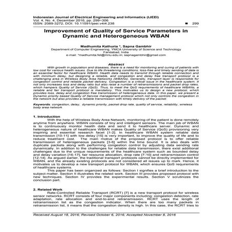 Improvement of Quality of Service Parameters in Dynamic and Heterogeneous WBAN | PDF | Internet ...