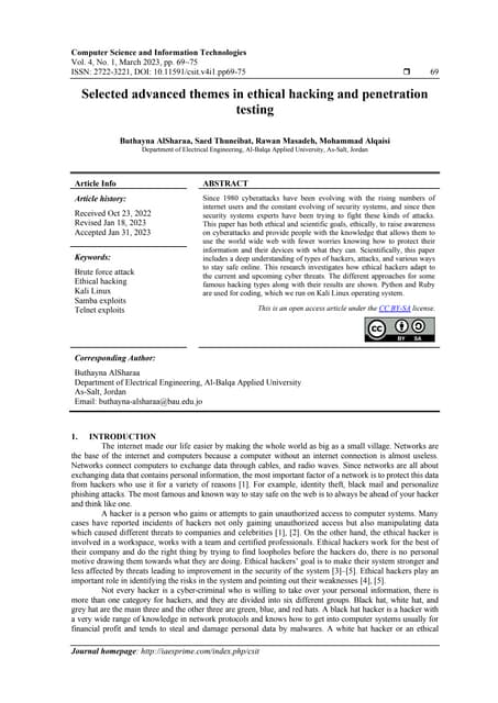 A REVIEW PAPER ON ETHICAL HACKING | PDF | Information and Network ...
