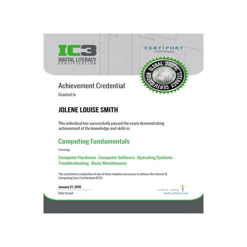 IC3 GS4 Certification | PDF