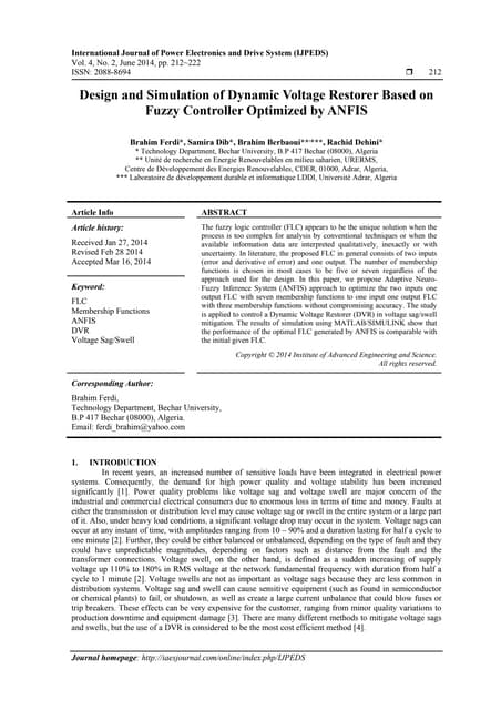 Design And Simulation Of Dynamic Voltage Restorer Based On Fuzzy
