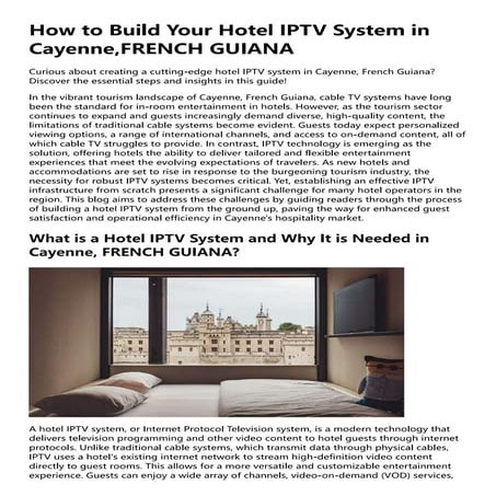 How to Build Your Hotel IPTV System in Cayenne，FRENCH GUIANA | PDF