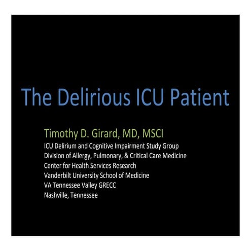 The Delirious ICU Patient | PDF