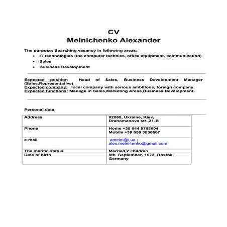 Melnichenko Alexander CV 2015 (no foto) | DOC