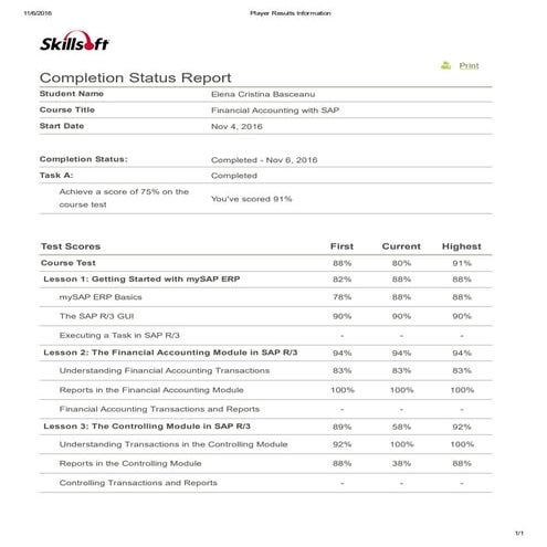 SAP Certification Result Report | PDF