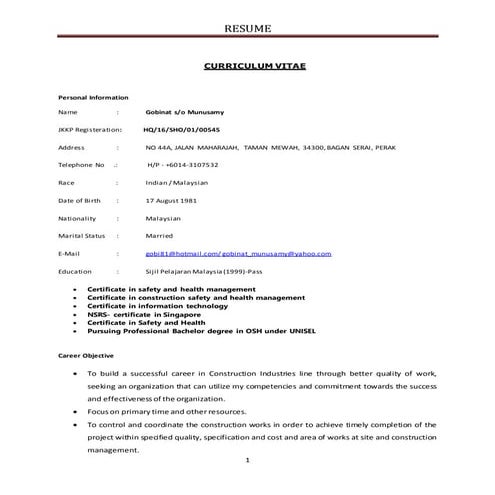 Gobi resume | DOCX