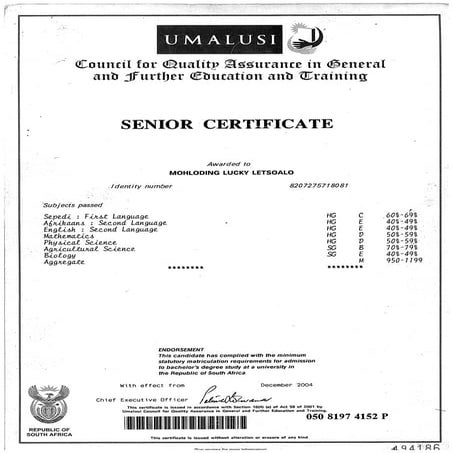 MATRIC CERTIFICATE | PDF