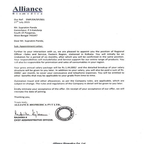 Appointment letter | PDF