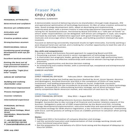 Fraser Park CV | PDF