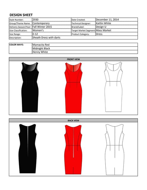 Excel Tech Pack FINAL Pattern Card | PDF