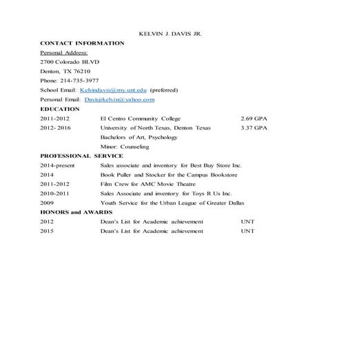 kelvin davis CV | PDF