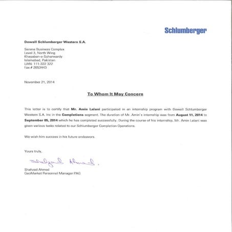 Schlumberger Internship | PDF