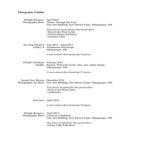 Photography Exhibits | PDF