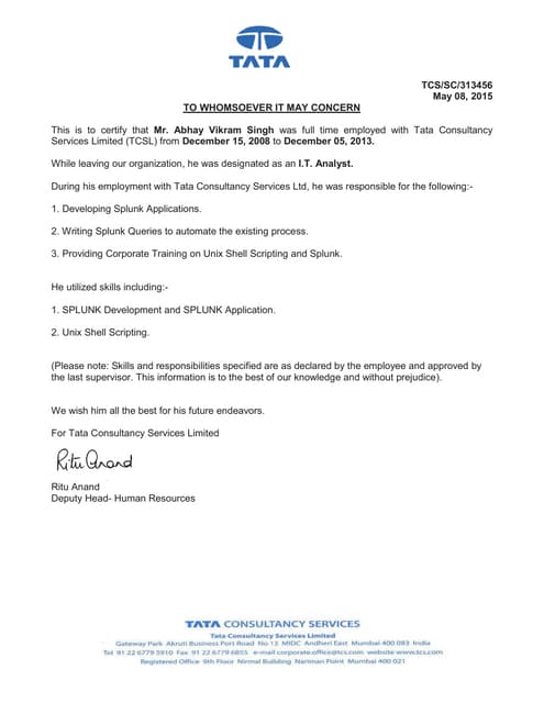 Experience letter | PDF