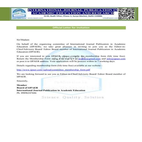 Research Letter Of Invitation