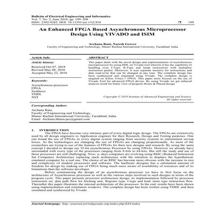 An Enhanced Fpga Based Asynchronous Microprocessor Design Using Vivado 2265