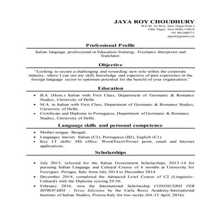 CV, Italian Lang. Professional | DOCX