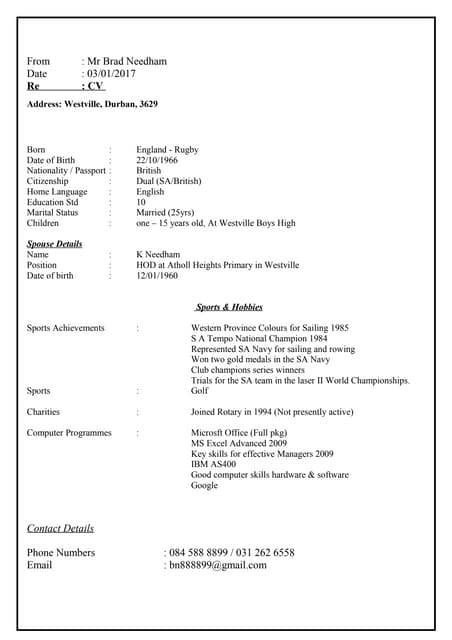 CV Coenie Boshoff (3) | DOC | Business Banking & Finance | Business