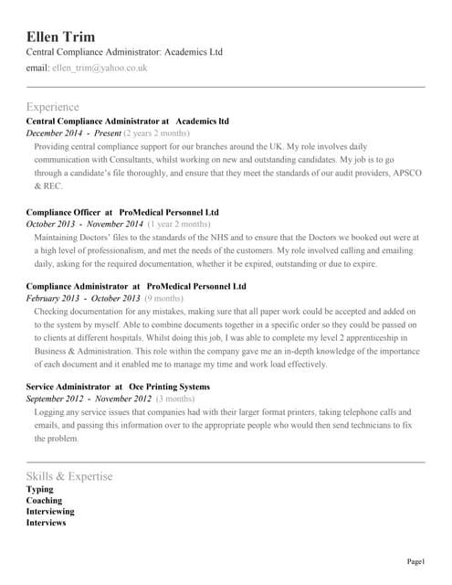 Lauren Coffey CV Oct 16 | PDF