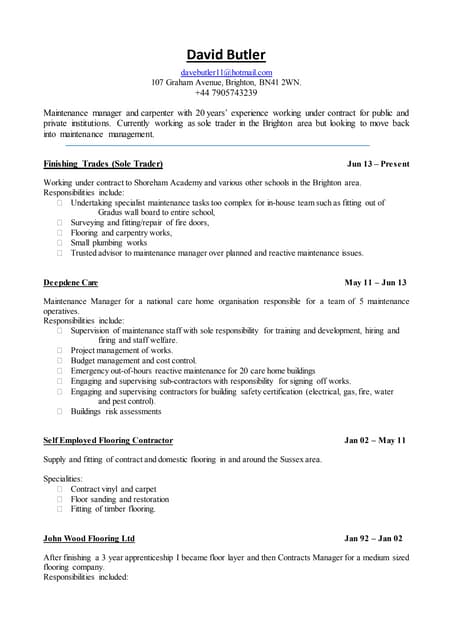John Thompson Resume 2016 | DOCX | Home Improvement | Home & Garden