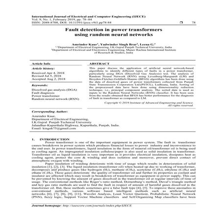 Fault Identification Of In Service Power Transformer Using