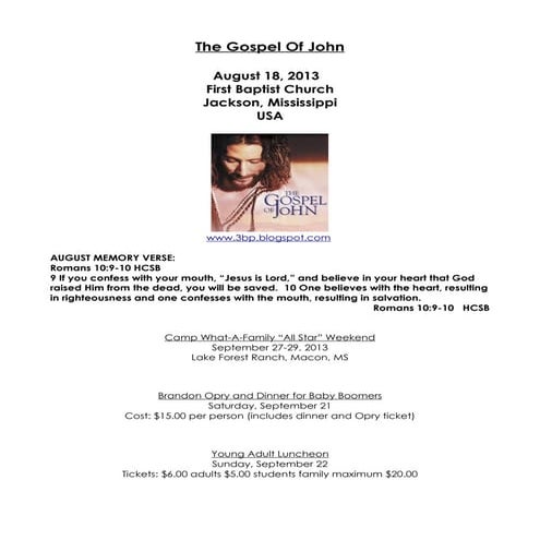 08 August 18, 2013, John 1;14 18, The Gospel Of John | PDF