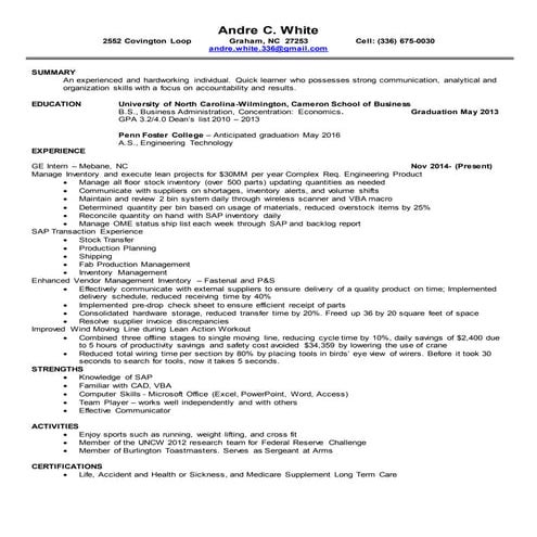 Andre White Resume | DOCX