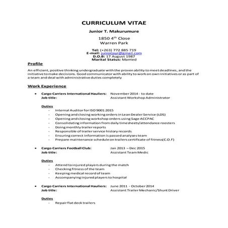 CURRICULUM VITAE jayr..... | DOCX | Logistics and Transportation Industry | Industries