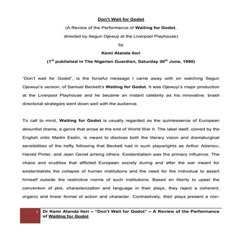 Samuel Beckett - Waiting for Godot | PDF