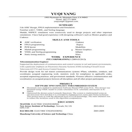 Resume of Yuqi Yang | PDF