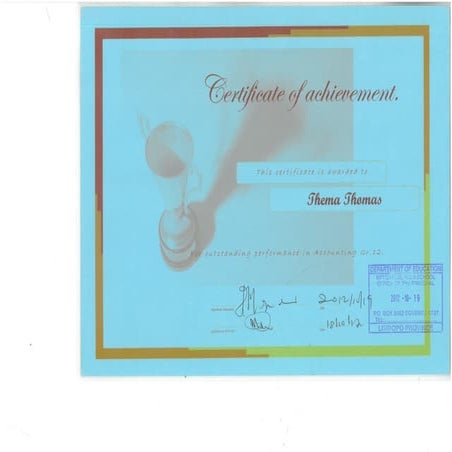 Accounting Grade 12 Certificate | PDF