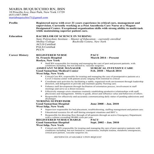 maria buquicchio resume 2015 | PDF
