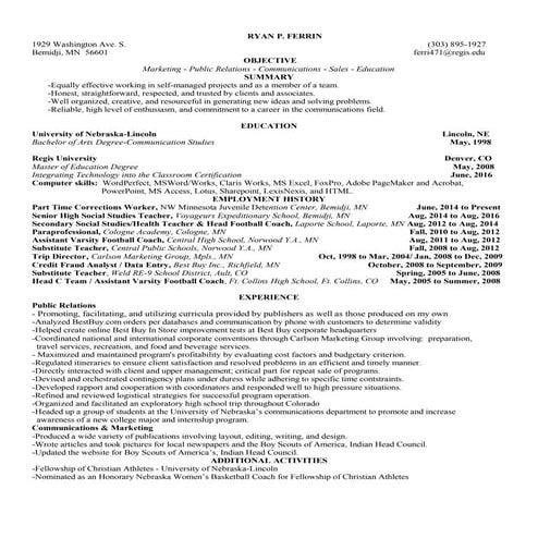 Ryan Ferrin Business Resume 122816 | DOC | Education