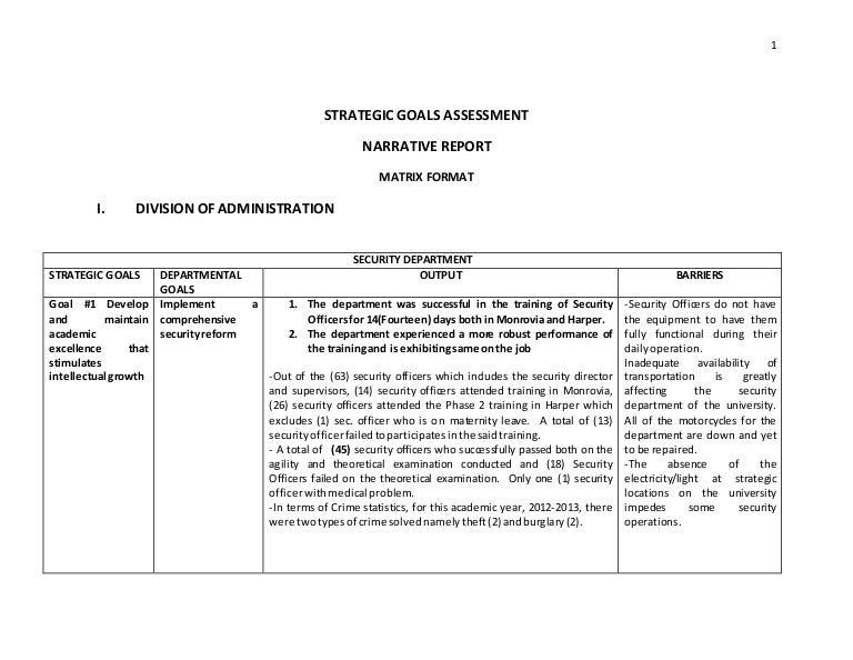 Narrative Report-Strategic Goals Assessment