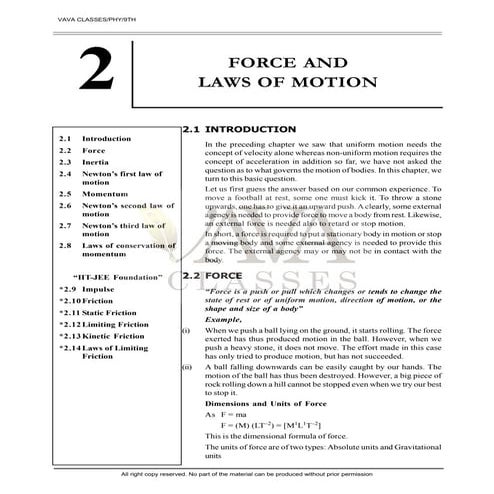Force & Laws of Motion Class 9 Science Chapter- NCERT PDF Download | PDF