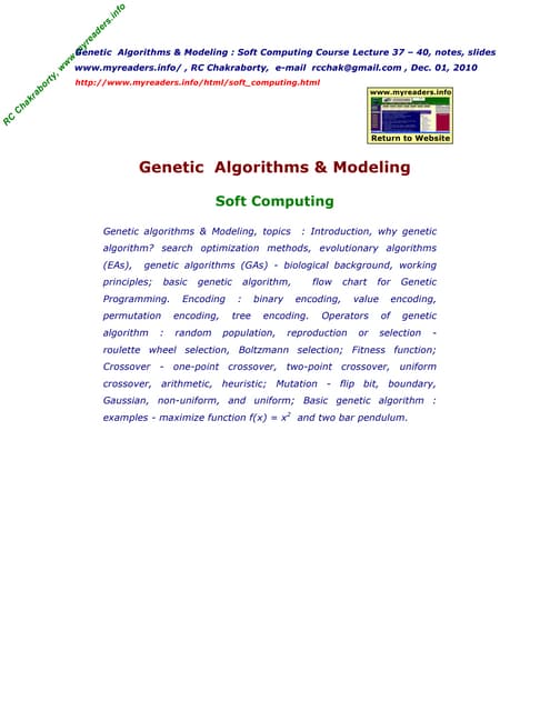 Fundamentals of Genetic Algorithms (Soft Computing) | PDF Fundamentals of Genetic Algorithms (Soft Computing) | PDF
