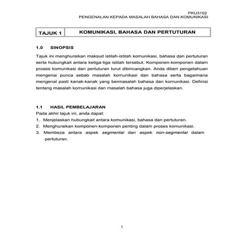KOMUNIKASI BAHASA DAN PERTUTURAN | DOC