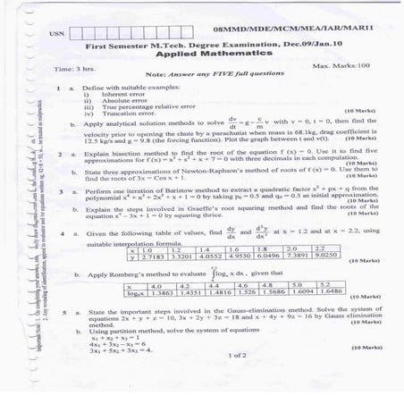 08 mmd11 applied mathematics - dec 2009,jan 2010 | PDF